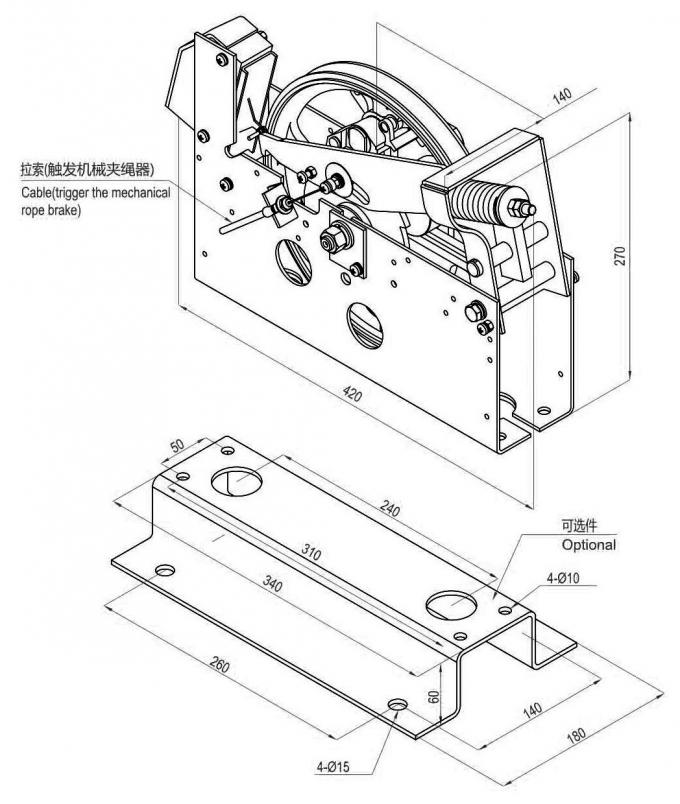 Lift Overspeed Governor Sheave Diameter Ф240mm / Hoisting height ≤ 120m