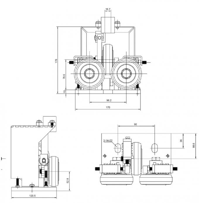 Kone / Mitsubishi Elevator Spare Parts Counter Weight Roller Guide Shoe