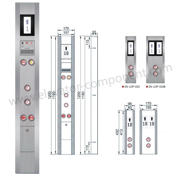 Passanger Lift Round Button Elevator COP / Stainless Steel Control ...
