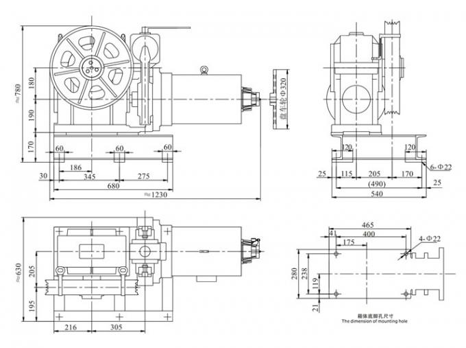5.5kw Elevator Geared Traction Machine Home Elevator Lift Motor