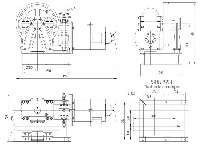 Constant Torque Geared Traction Machine With Traction Elevator Components