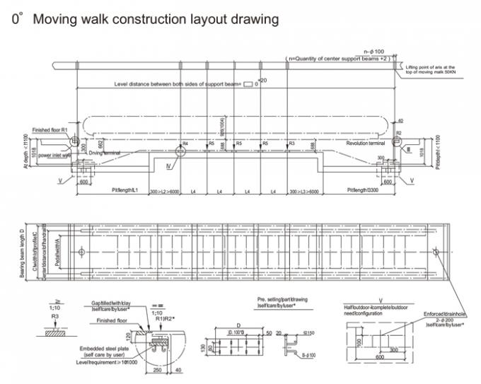 0° Automatic Airport Conveyor Belt Walkway 8kw With Vvvf Control Device