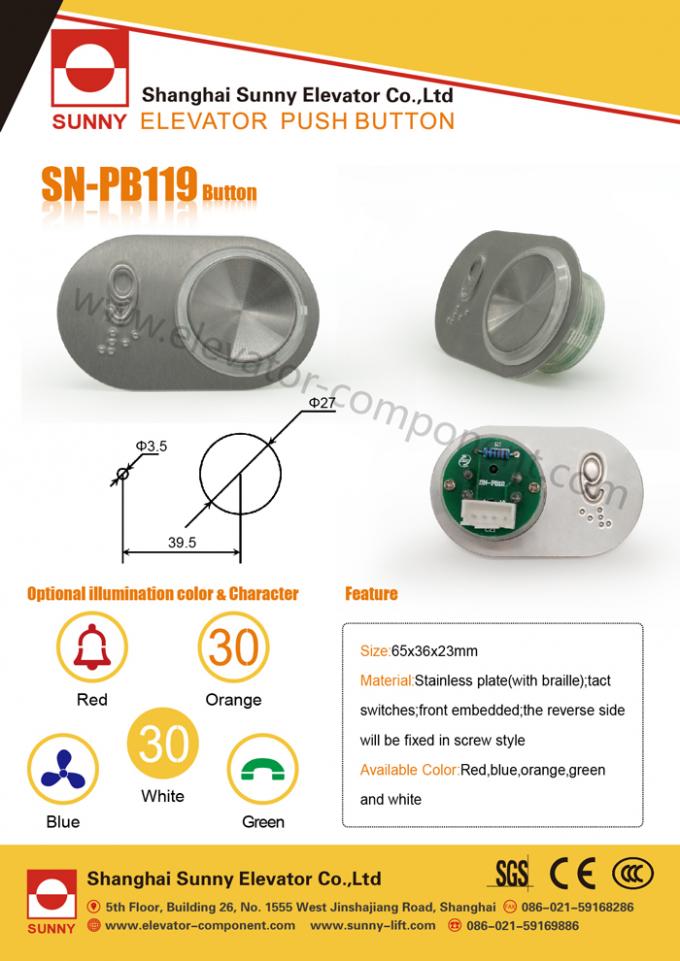 Elevator Push Button , Switch Elevator Parts Tactile characters with ...