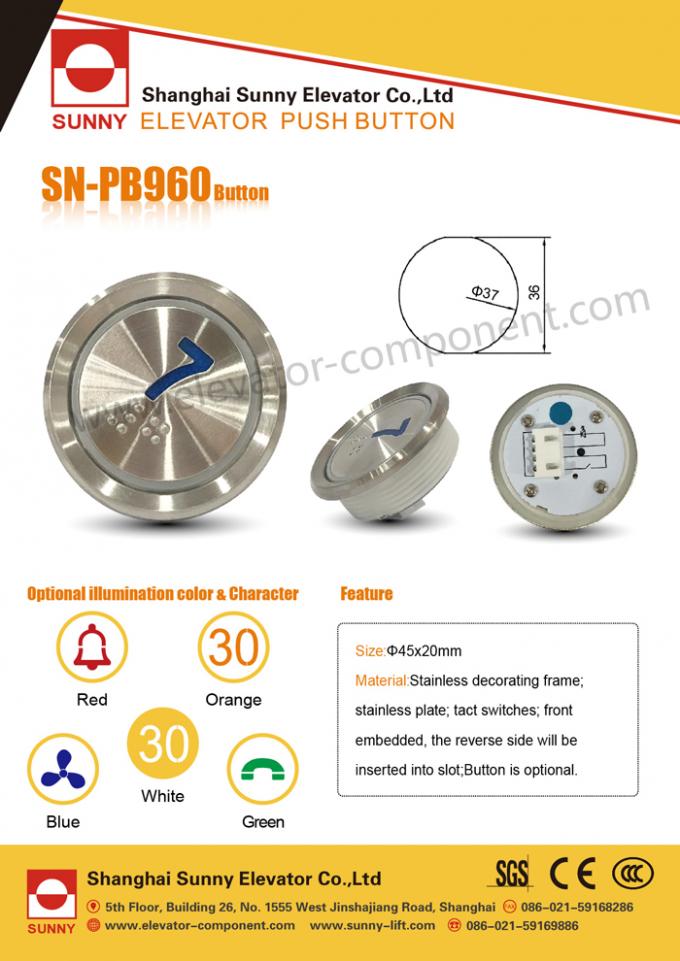 12 - 24 V LED Elevator Push Button Signal Type Round With Size Φ45x20 Mm