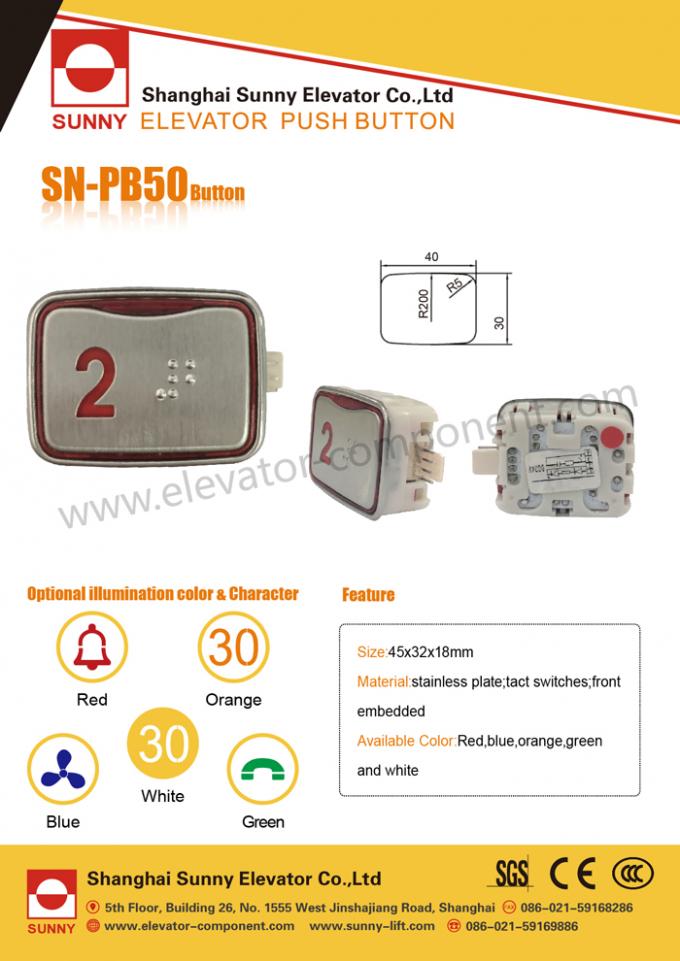 Easy Installation Square Elevator Stop Button / Push Button Switch ...