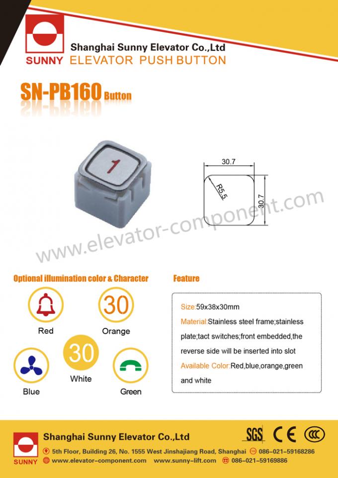 Square Elevator Push Button Switch With Stainless Steel Frame And ...