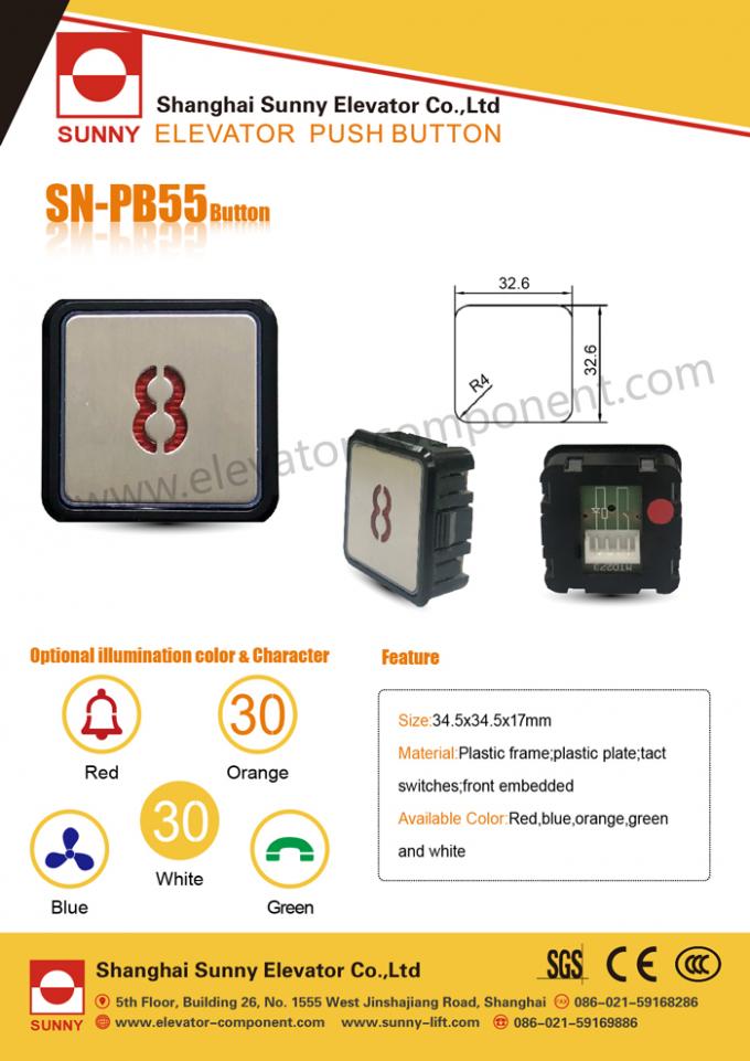 Elevator Spare Parts , Custom Elevator Push Button Easy Installation 50 mA
