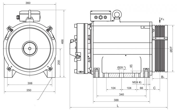 Gearless Elevator IP33 16 Pole Lift Traction Machine With Torque ...