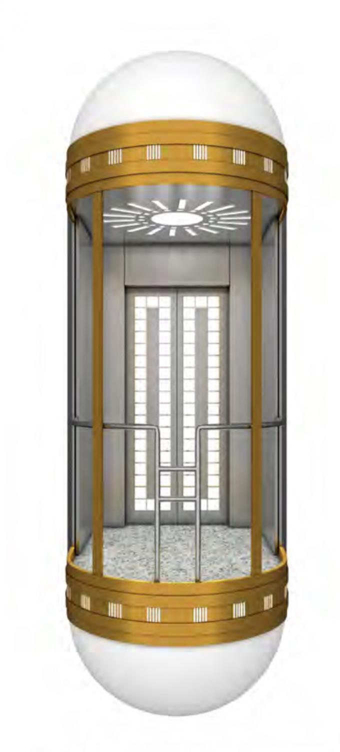 Decorative Mirror Gold Glass Elevator Observation Lift 630kg Load