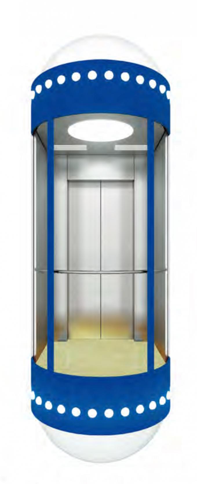 Decorative Mirror Gold Glass Elevator Observation Lift 630kg Load