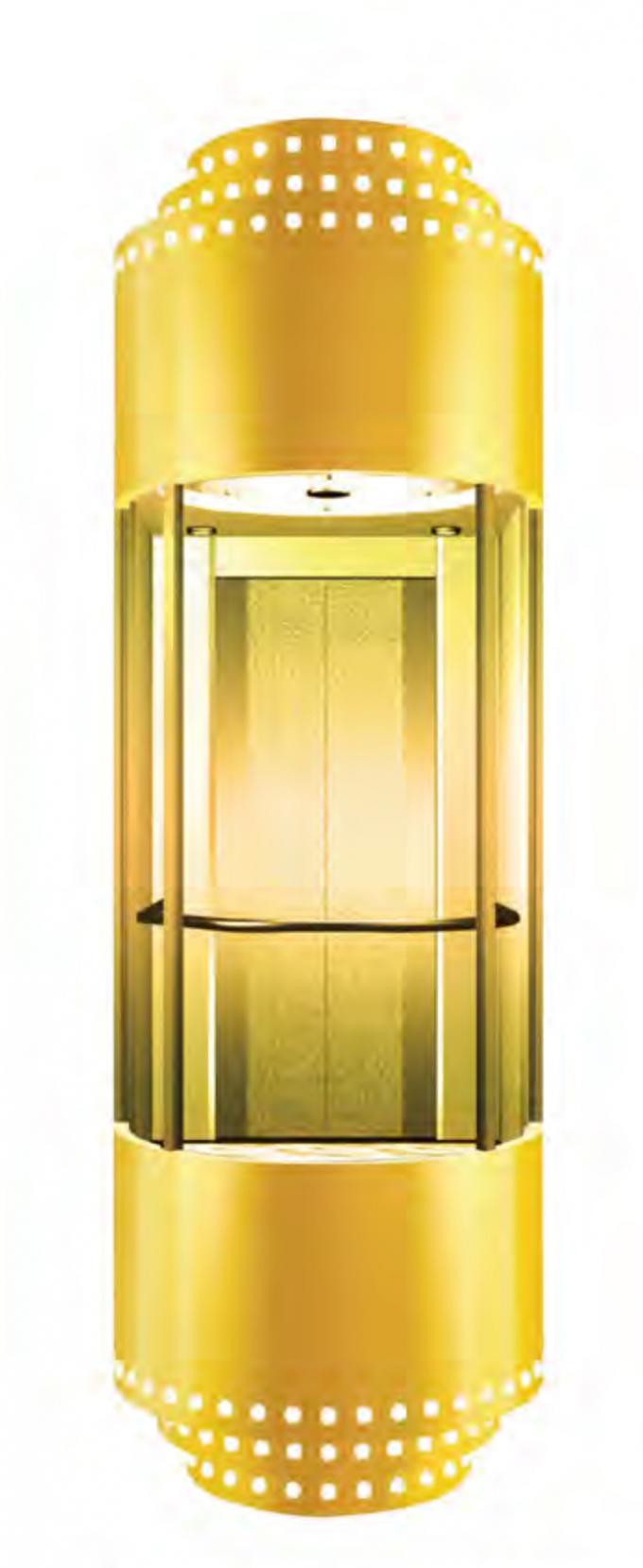 Decorative Mirror Gold Glass Elevator Observation Lift 630kg Load