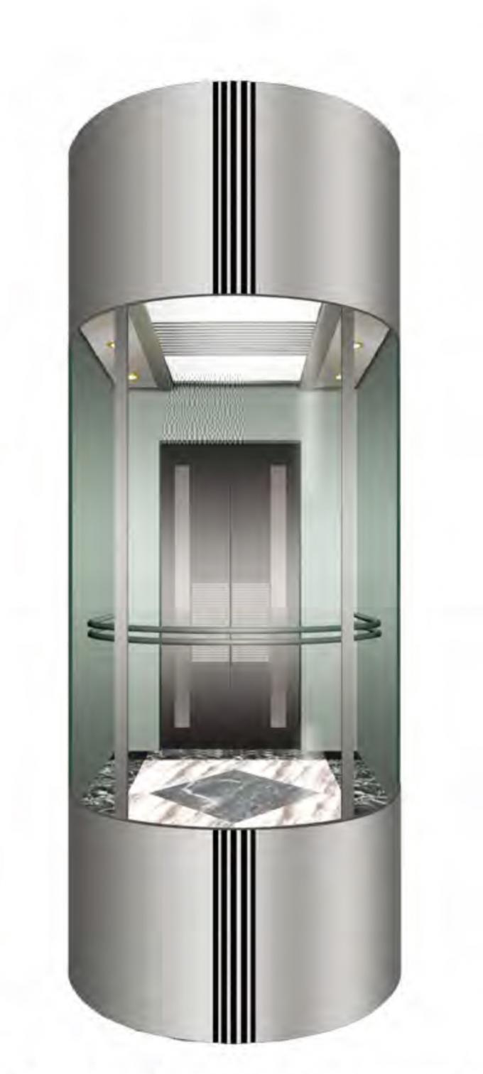 Decorative Mirror Gold Glass Elevator Observation Lift 630kg Load