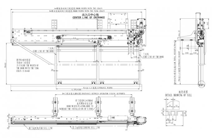 Lift Side Opening Elevator Door Operator 2 Panels Landing Device