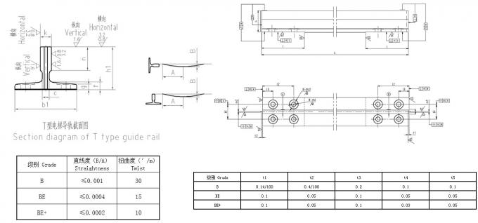 T Type Elvator Solid Lift Guide Rails 9mm For Passenger Elevator