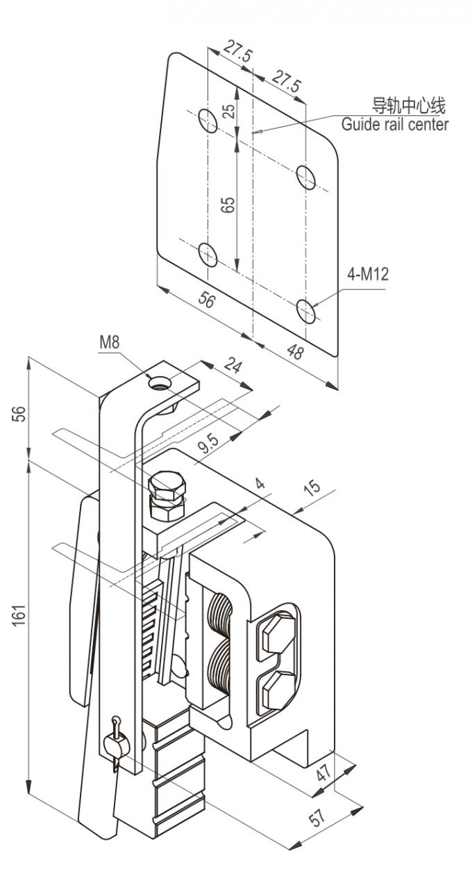 Elevator Progressive Safety Gear Lift Overload Protect Device 560 - 1500kg