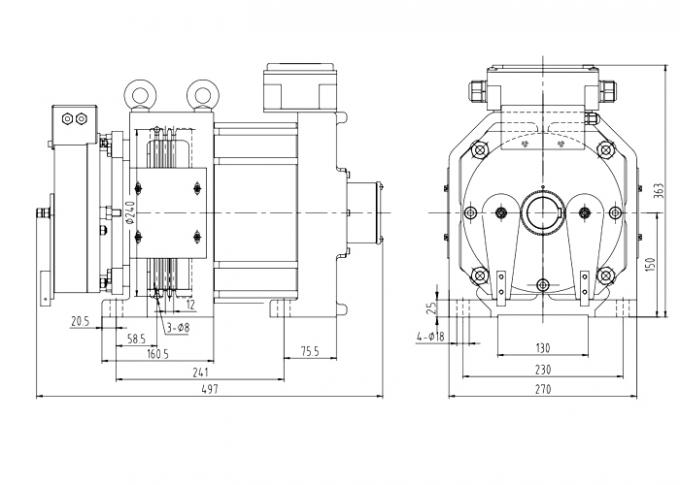 Sheave 240mm Gearless Traction Machine For Machine Room Less Elevator