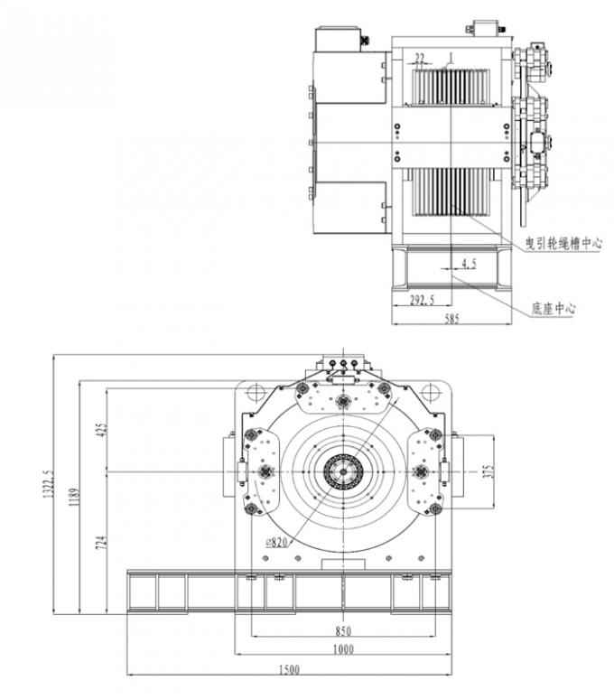 Disk Brake High Speed Elevator Gearless Machine Motor Protection IP41