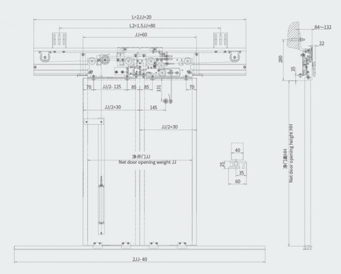 Split Type Door Machine Device With Working Voltage AC220V JJ 600 - 1200mm